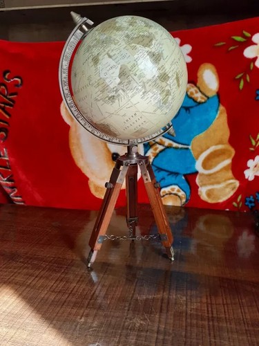 Globe World Tripod Map Stand Nautical Wooden Table Antique Decor ...