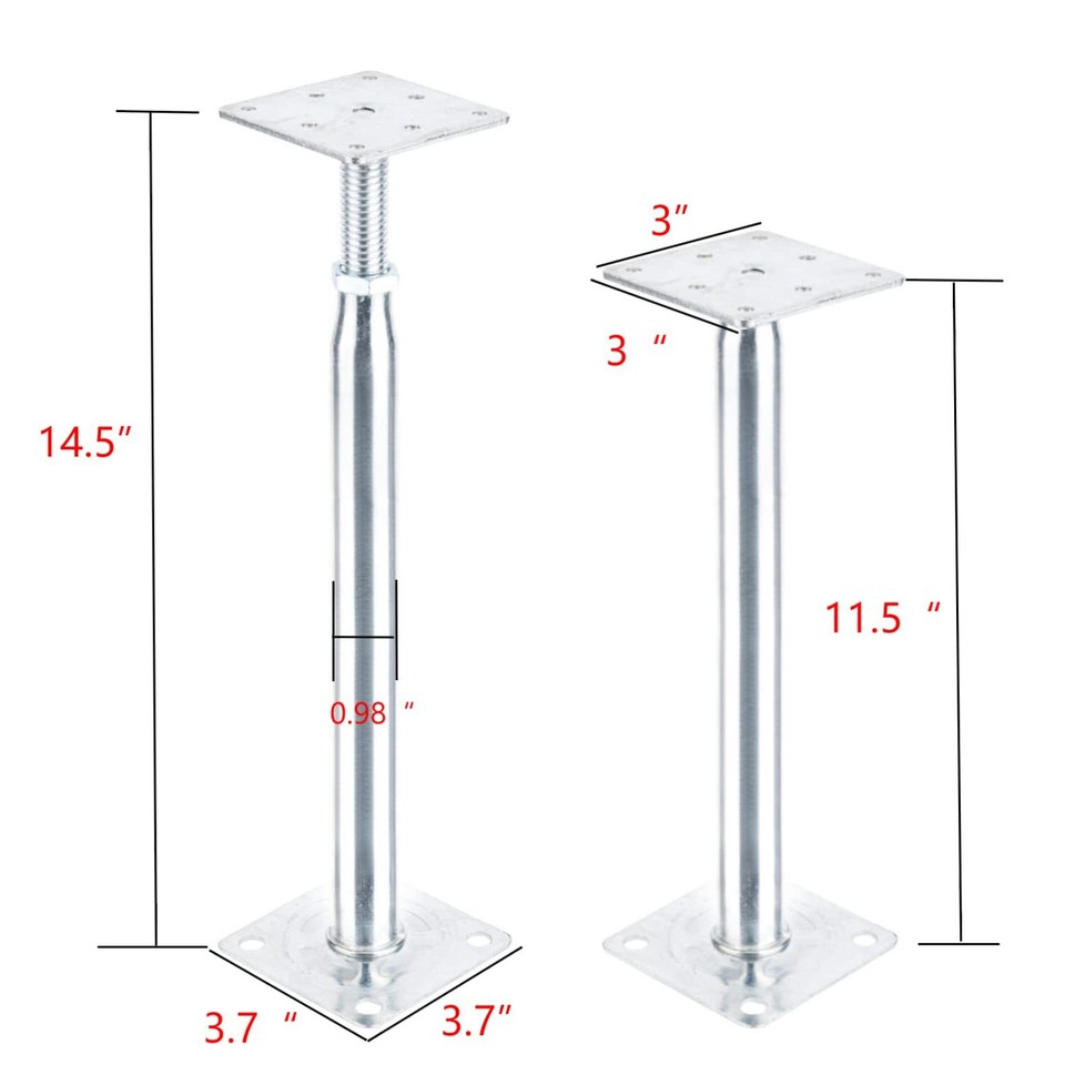 Mini Screw Jack Adjustable Floor Joist Support 11.5 to 14.5 Inches 2 ...