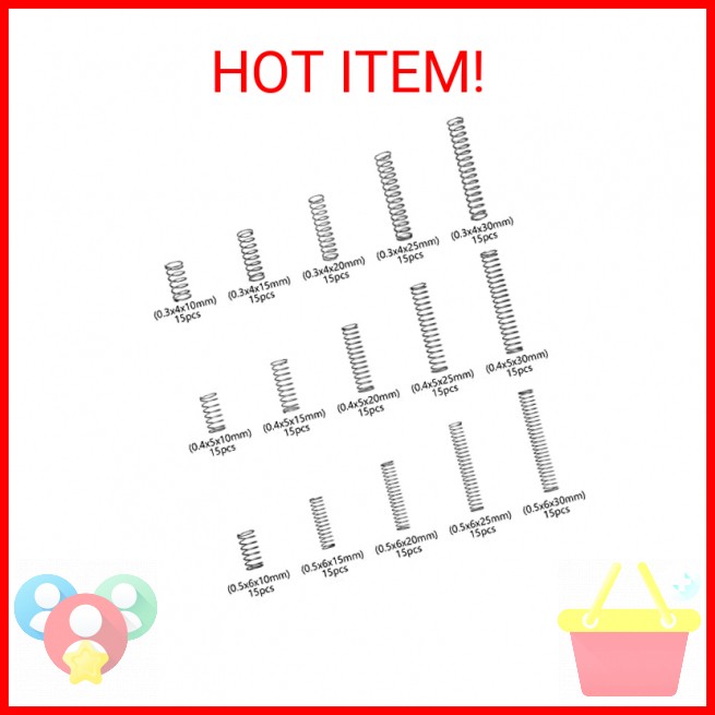 Compression Springs Assortment Kit, 15 Different Sizes 225pcs Mini ...
