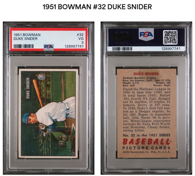 1951 Bowman #32 Duke Snider - Dodgers - PSA 3 - 128997741🔥⚾📈 | eBay