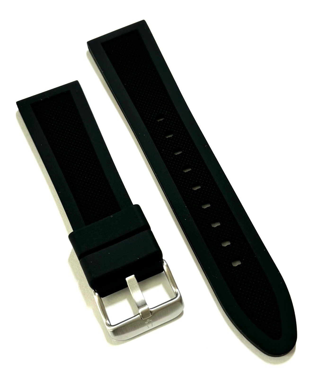 Original Bulova 22mm 98B348 Black Rubber Watch Band Strap with Silver ...