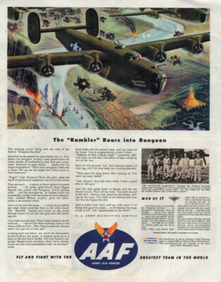 The Rambler B-24 Liberator roars into Rangoon AAF ad 1944 var | eBay