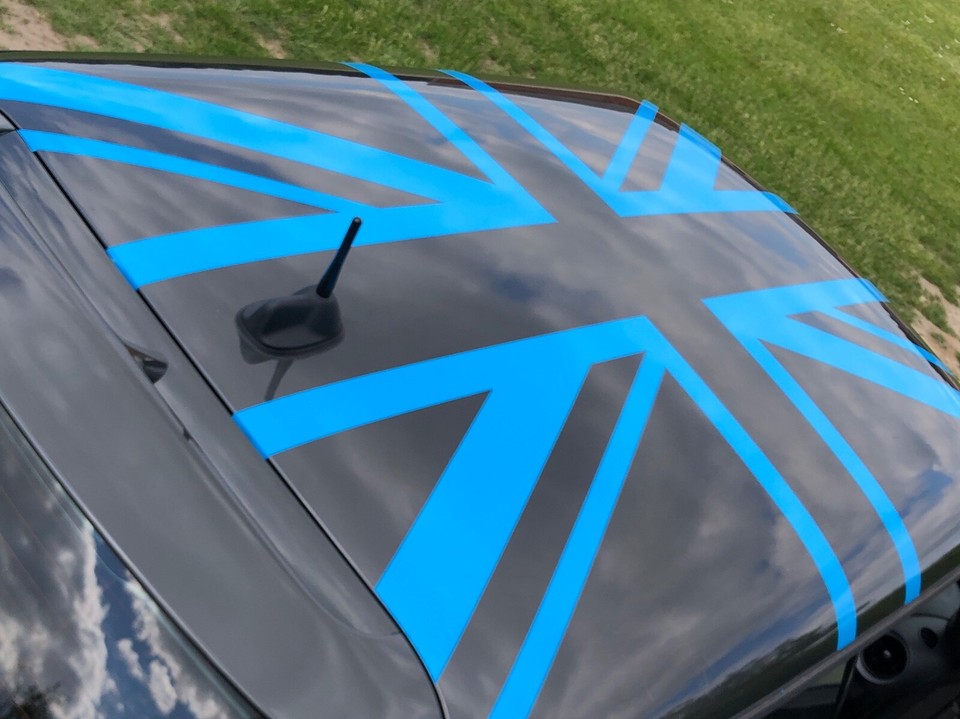 MINI ROOF UNION JACK VINYL STICKERS GRAPHICS DECAL KIT R53, R56, R50 ...