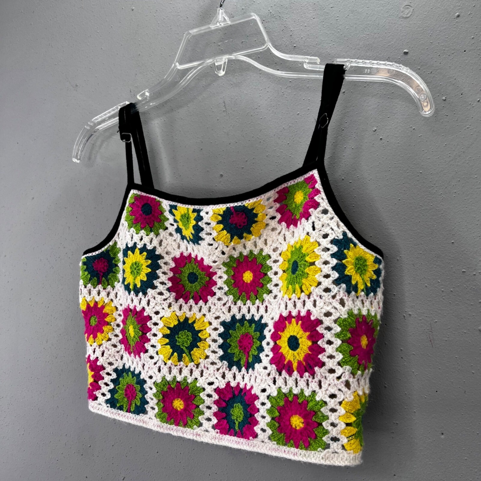 Wild Fable Crochet Granny Square Tank Cropped size M … - Gem