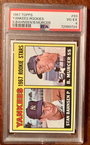 1967 Topps 1967 Rookie Stars Stan Bahnsen Bobby Murcer #93 PSA 4 Rookie ...