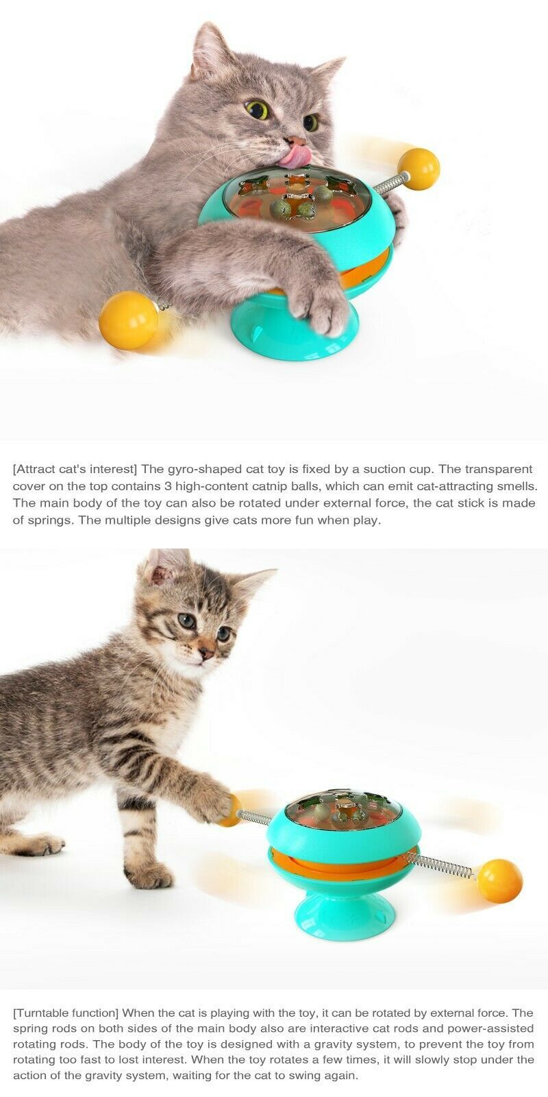 Rotating Windmill Cat Toy with Interactive Catnip Balls - Indoor ...