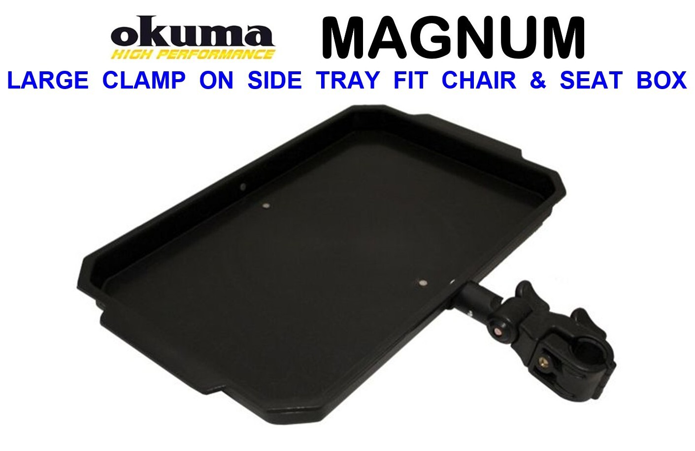 OKUMA LARGE DELUXE CLAMP ON SIDE TRAY TILT FIT CARP CHAIR POLE FISHING ...