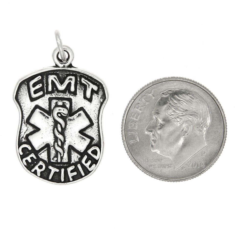 Sterling Silver EMT Paramedic Badge Charm or Pendant | eBay