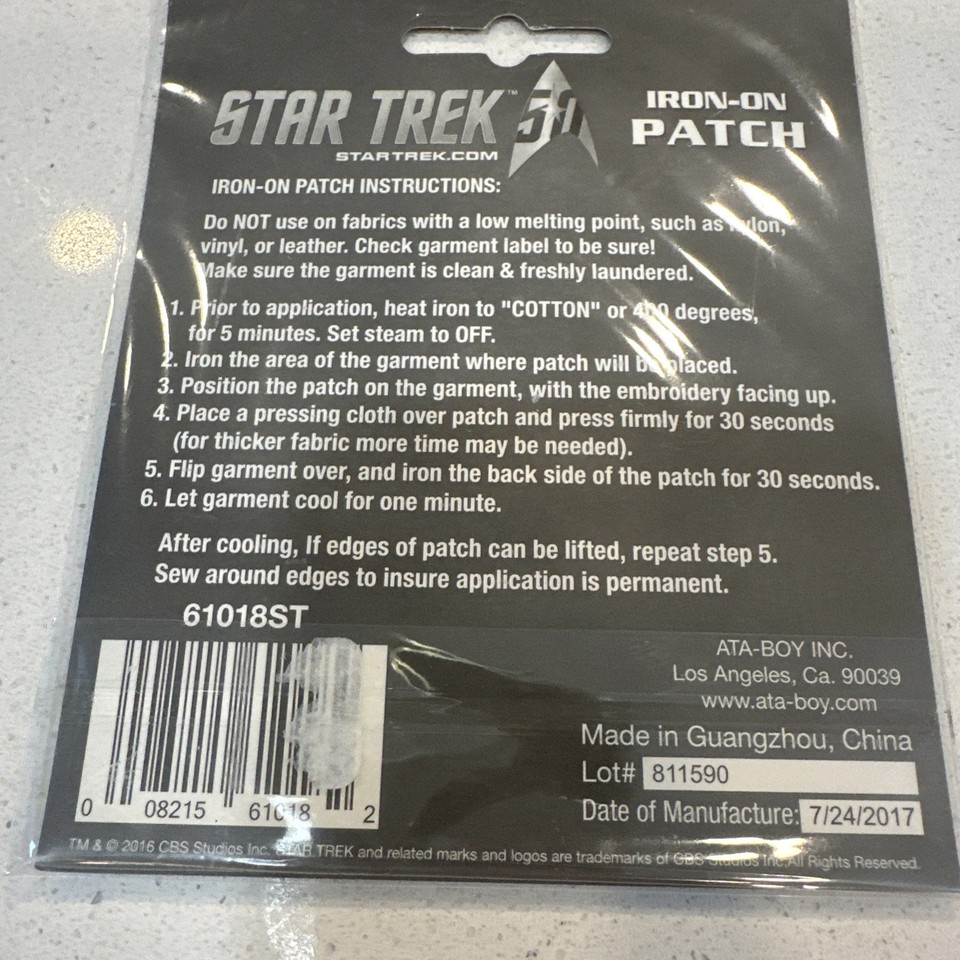 ATA BOY Star Trek the Original Series Iron On Patch New Sealed 🚢 Same ...