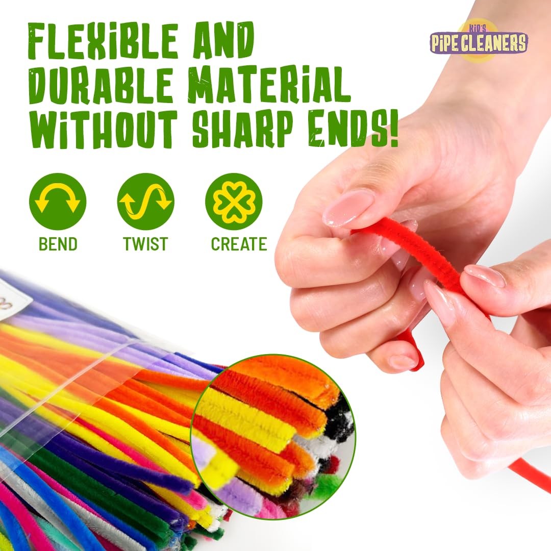 200 Pipe Cleaners Craft Multicolored Craft Pipe Cleaners Bulk, Chenille