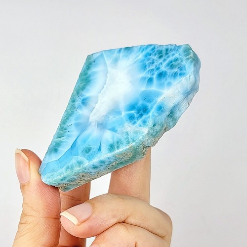73G NATURAL LARIMAR STONE BLUE CRYSTAL SLAB RARE MINERAL SLICE SPECIMEN ...