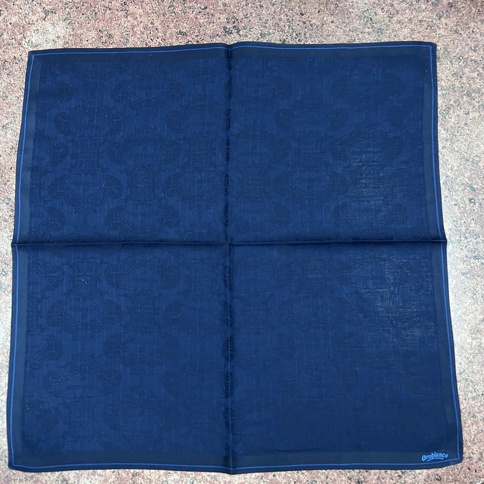MAN HANDKERCHIEF COTTON POCKET SQUARE19" CLASSIC PAISLEY NAVY BLUE ...