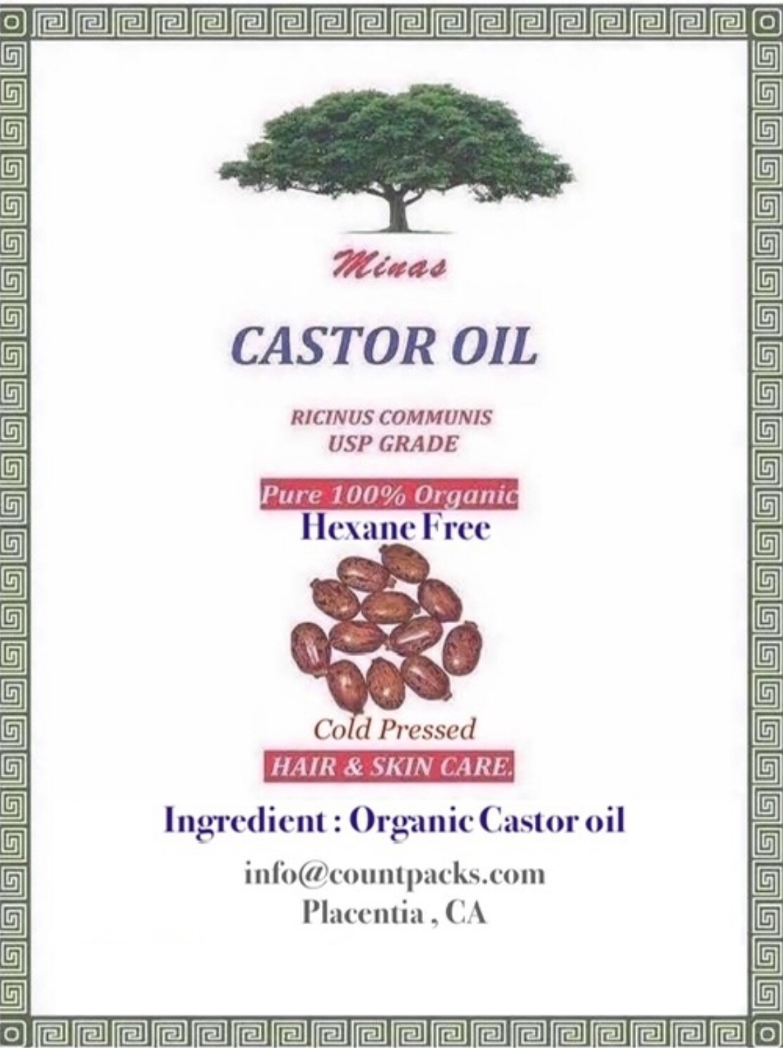 24 Oz. CASTOR OIL high GRADE ORGANIC COLD PRESSED PURE package 3 *8 Oz ...