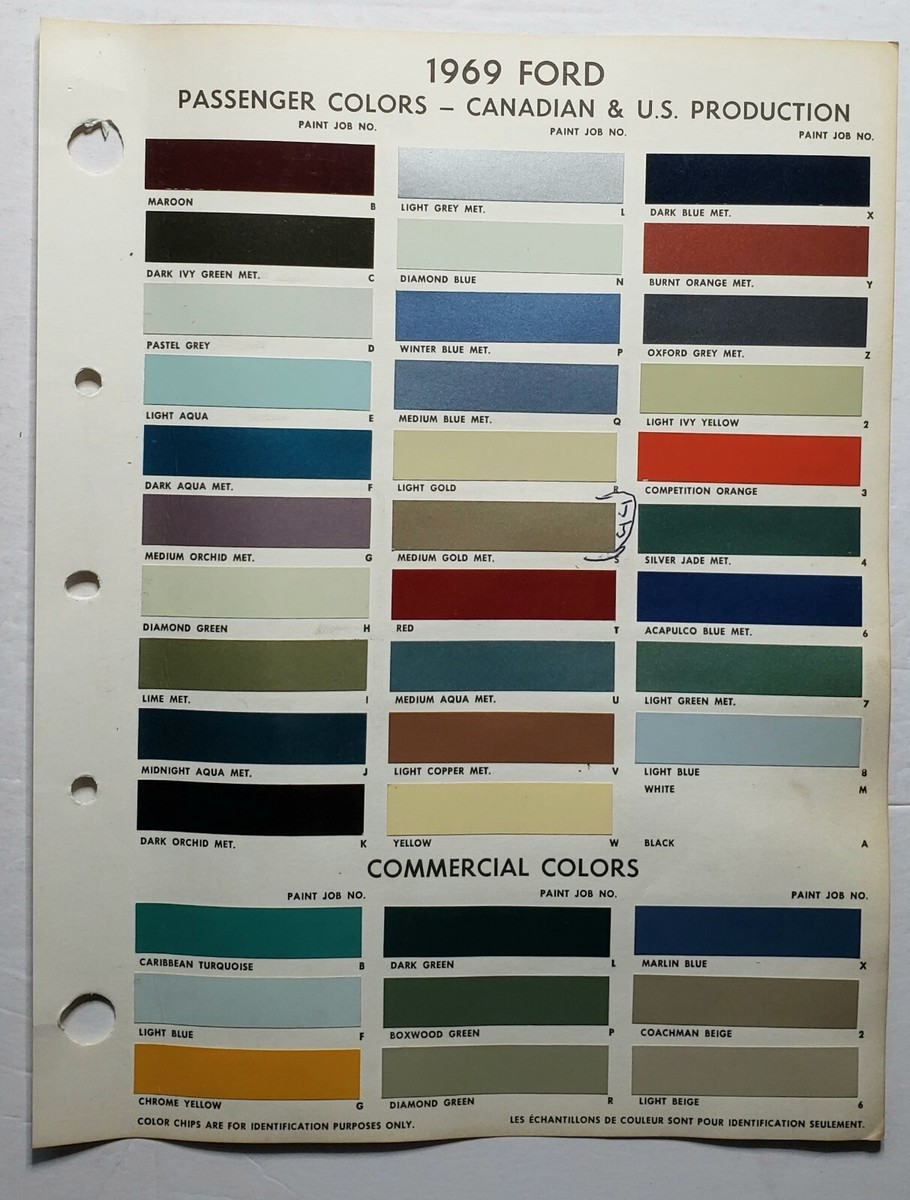 Ford Paint Color Chart