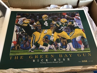 (10) Rick Rush limited Lithograph BRETT FAVRE Prints 8 x 10 The Green ...