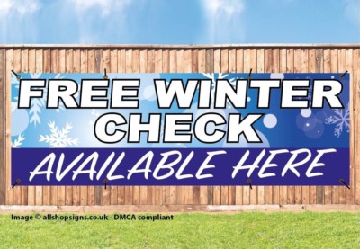 FREE WINTER CHECK PVC OUTDOOR BANNER CAR GARAGE SIGN PVC with Eyelets ...