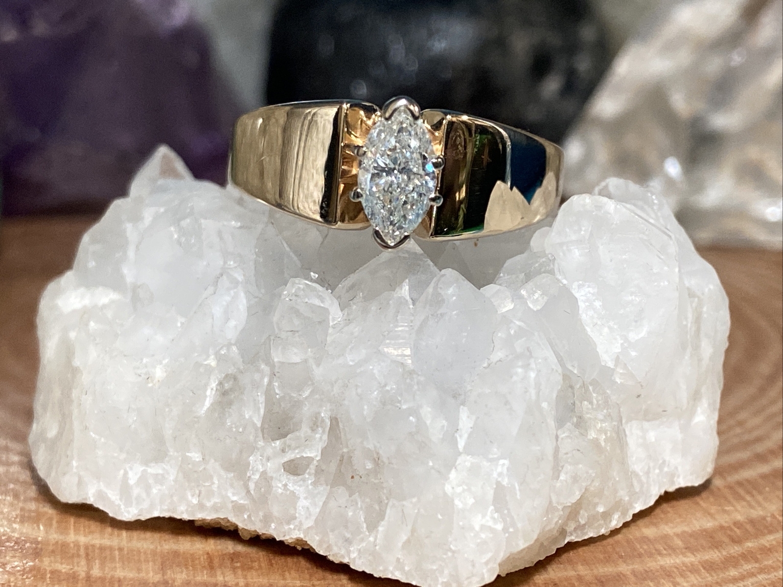 MAGIGLO X 14K YLW GOLD .41Ct Marquise-Cut Diamond Ring Sz9.75(AN124-57 ...