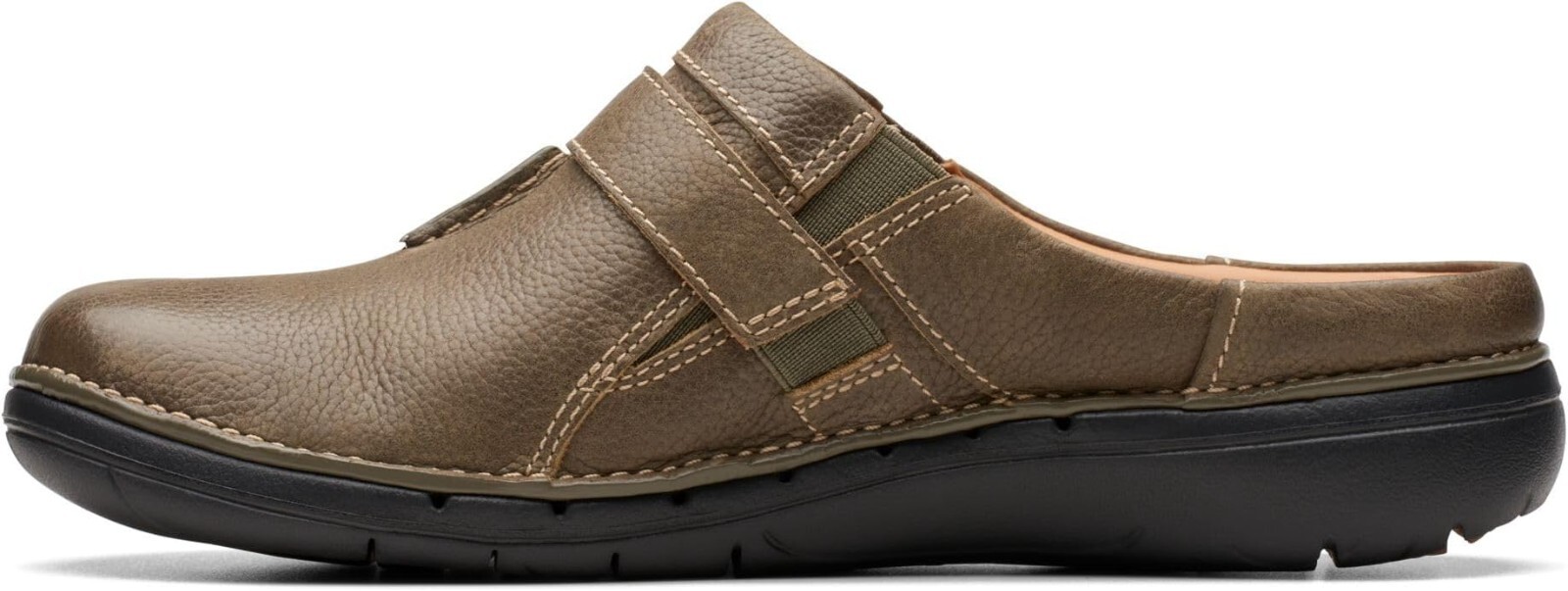 Clarks Womens Un Loop Ease Clog Dark Olive Leather 26174968 | eBay