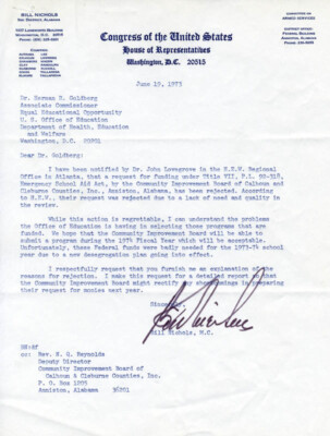WILLIAM FLYNT "BILL" NICHOLS - TYPED LETTER SIGNED 06/19/1973 | eBay