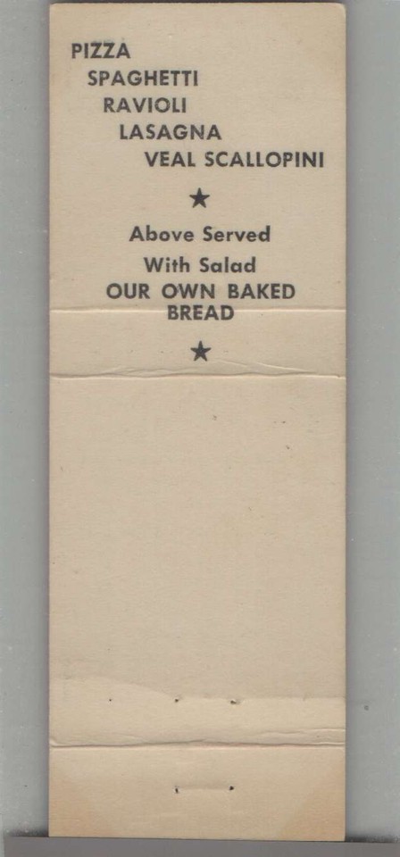 Matchbook Cover - Pizza Place - Armando's Italian Restaurant Glendale ...