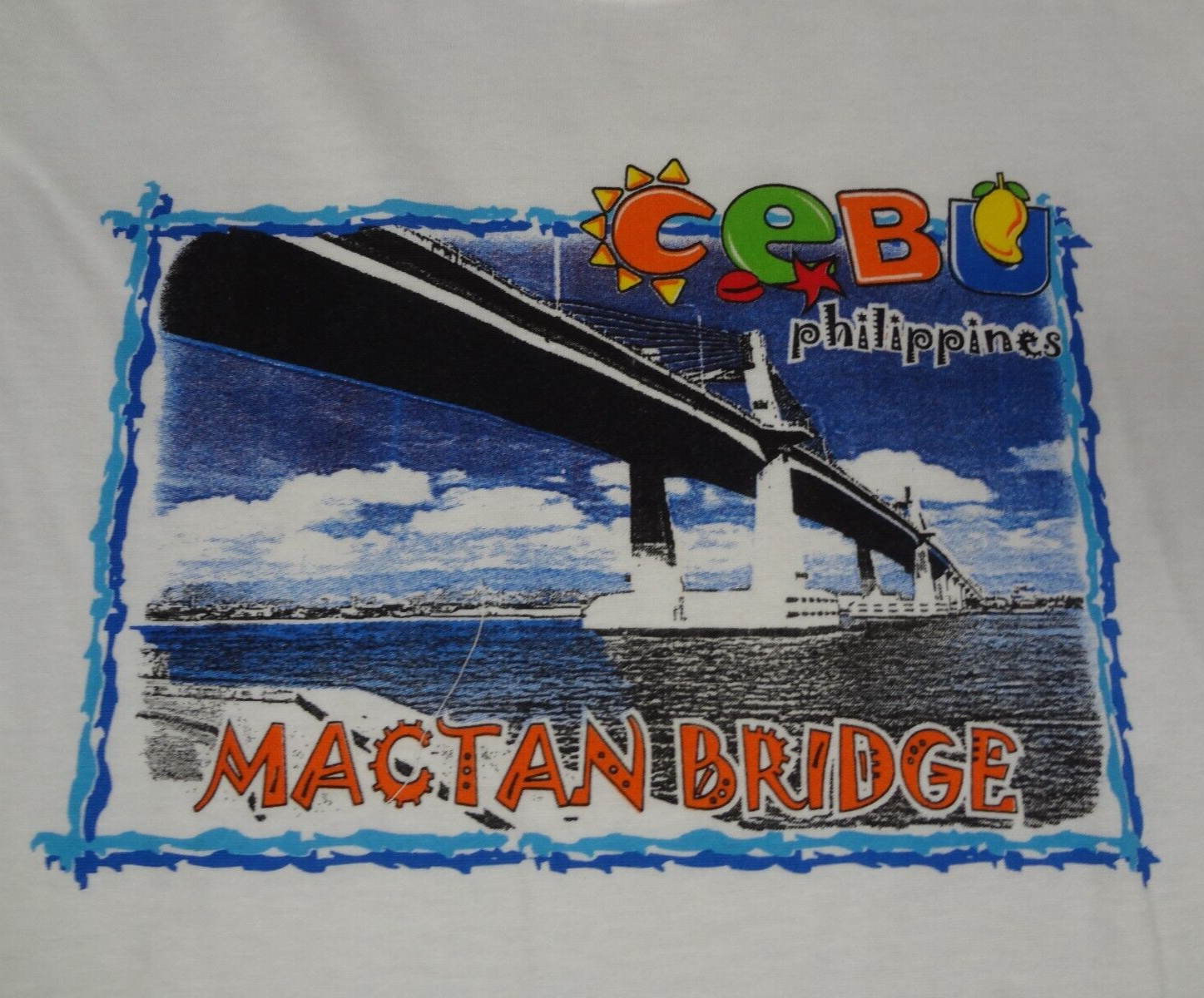 VINTAGE PHILIPPINES MACTAN BRIDGE LARGE WHITE T-SHIRT… - Gem