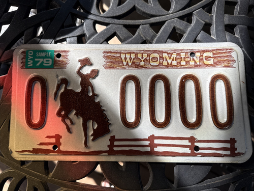 1979 WYOMING SAMPLE LICENSE PLATE " 0 0000 " WY 78 WYO | eBay