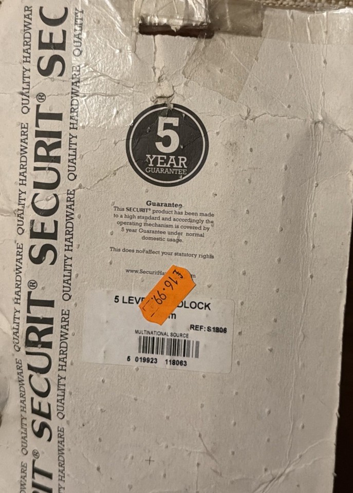 Securit 75mm 5 Lever Deadlock S1806 Mortice Door Lock Set with Keys ...