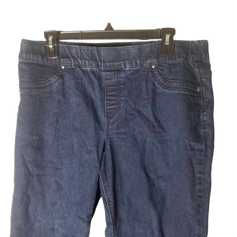 Basic Editions Womens Size L Blue Solid Pull On Capri Jeans | eBay