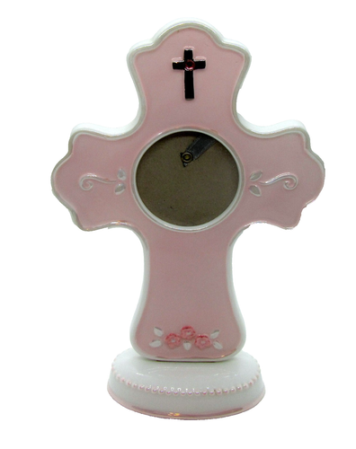 Russ Ceramic Pink Cross Picture Frame for Communion, Baby Baptism ...