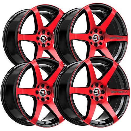 (Set of 4) Spec-1 SPT-32 18x8 4x100/4x4.5" +34mm Black/Red Wheels Rims ...