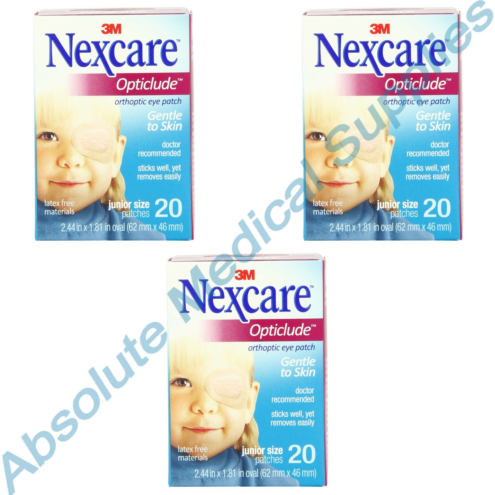 *60-Patches* 3M Nexcare Opticlude Orthoptic Eye Patch 2.44" x 1.81 ...