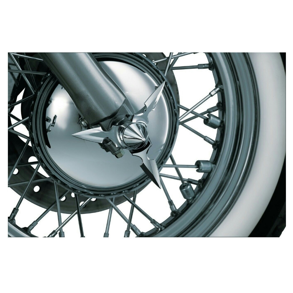 Chrome Spun Blade Spinning Front Axle Cap Nut Covers For Harley Dyna ...