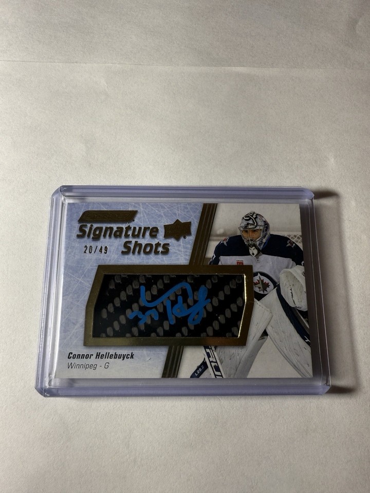 Upper Deck Engrained Signature Shots Connor Helleuyck Goalie Stick Auto 20/49 | eBay