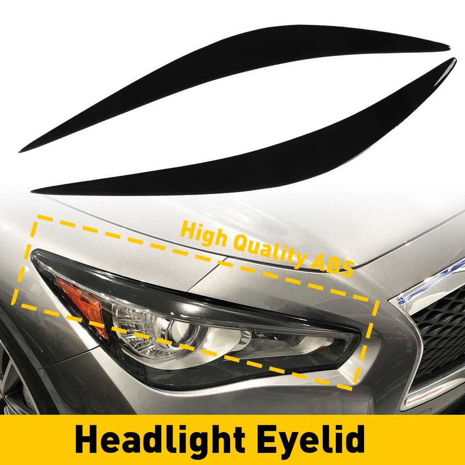 Fit 2014-2023 Infiniti Q50 Headlight Cover Trim Rear Eyebrow Carbon ...