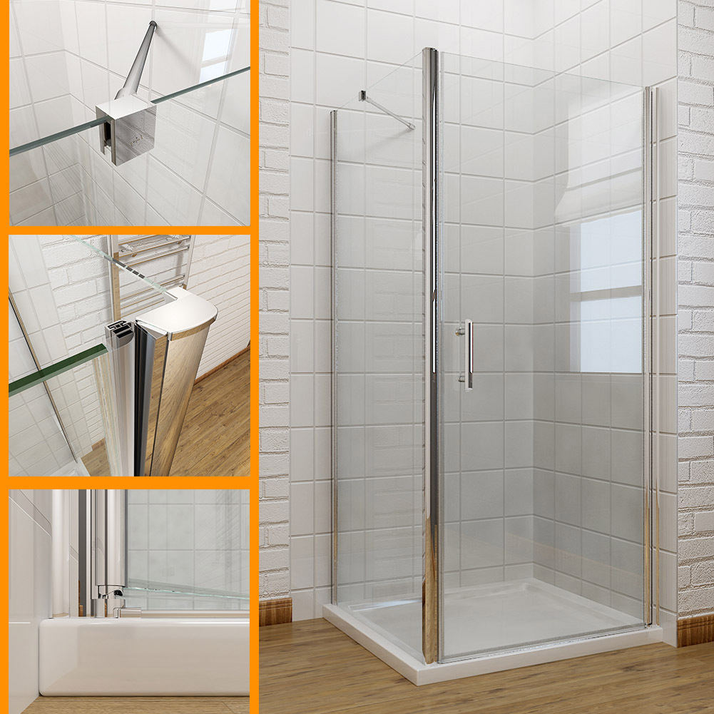 Pivot Shower Doors Frameless Hinge Shower Enclosure and Shower Tray ...