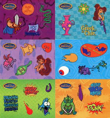 Hercules Disney Movie Sticker Chase Card Set 6 Sticker Cards Fleer ...