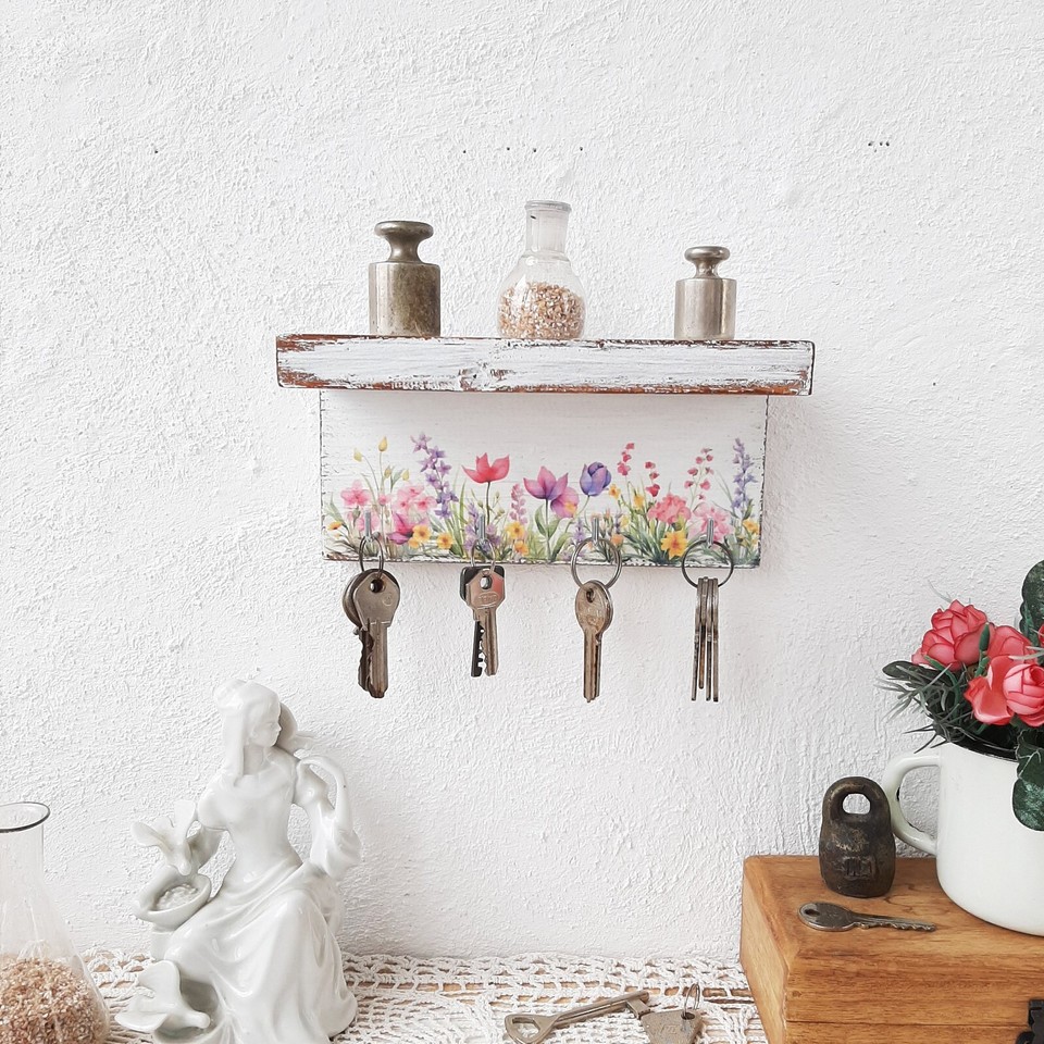 handmade key holder, Small white key holder shelf | eBay