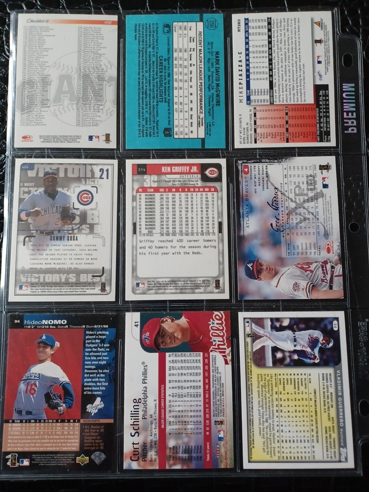 Nine different All-Star Baseball Player Cards. Griffey Jr. bonds ...