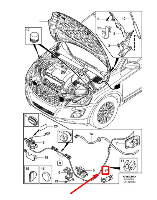 Volvo OEM 10-16 Xc60 Hood-lock Cable Retainer Bracket 31297666 for sale ...