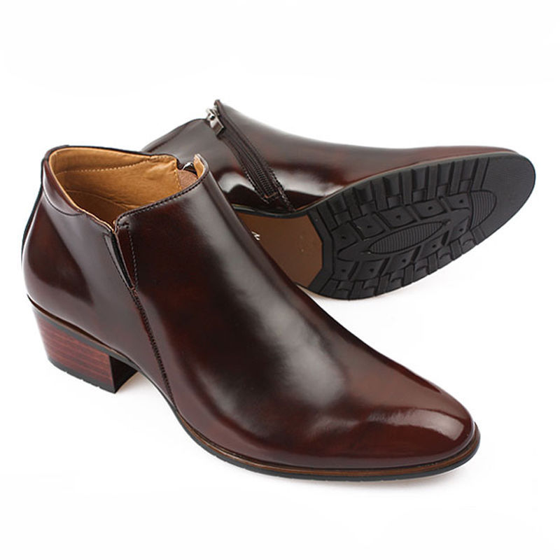 Mooda Mens Leather Zip Ankle Boots Classic Formal Lace up Dress Shoes ...