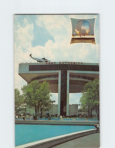 Postcard Port Of Authority Heliport And Exhibit Building Worlds Fair ...