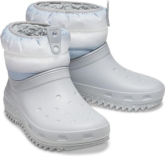 Crocs Classic Neo Puff Shorty Boot Womens 8 Light Gray Insulated Winter ...
