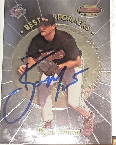 Ryan Minor autographed baseball card (Baltimore Orioles) 1998 Bowmans ...