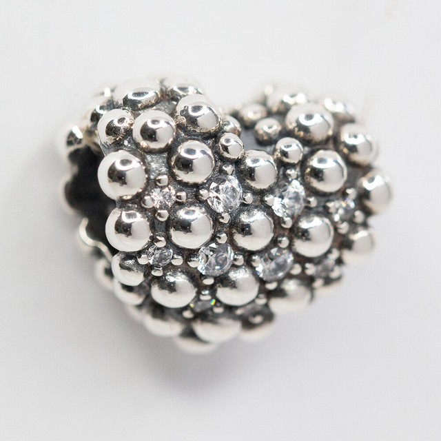 Authentic PANDORA Charm Beaded Sparkling Heart 798681C01 W Suede Pouch ...