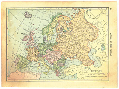 1911 Vintage Atlas Map Page (Europe on one side - Africa on one side ...