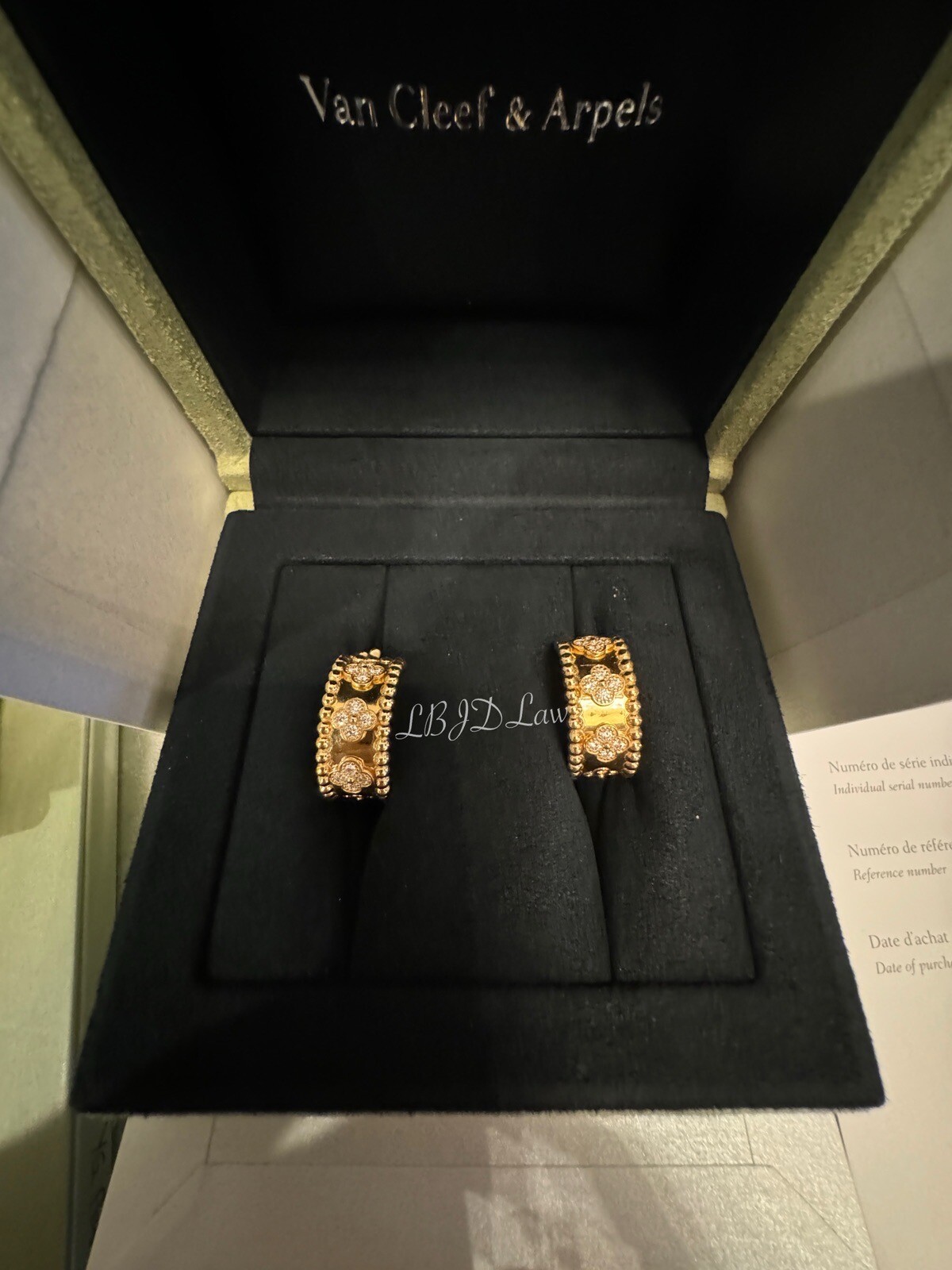 Van Cleef & Arpels Perlee Clovers Hoop Earrings 18K Yellow Gold Diamond ...