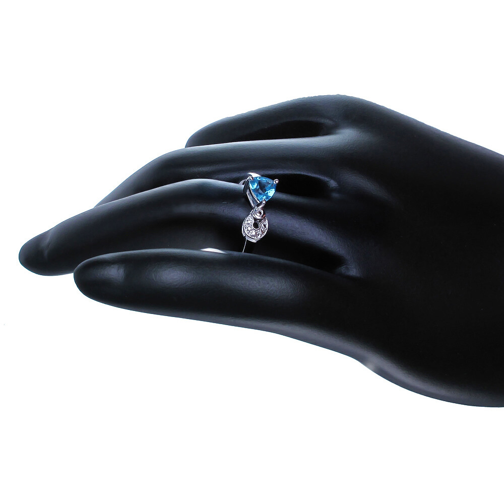 2/5 cttw Blue Topaz Ring .925 Sterling Silver with Rhodium Plating ...
