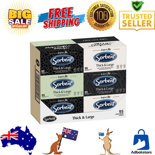 12 Boxes Sorbent Extra Thick & Large White Tissue Gentle 2Ply Facial ...