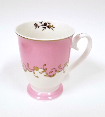 NEW EILEEN'S RESERVE WHITE,PINK,GOLD ACCENT TRIM TEA,COFFEE MUG CUP | eBay