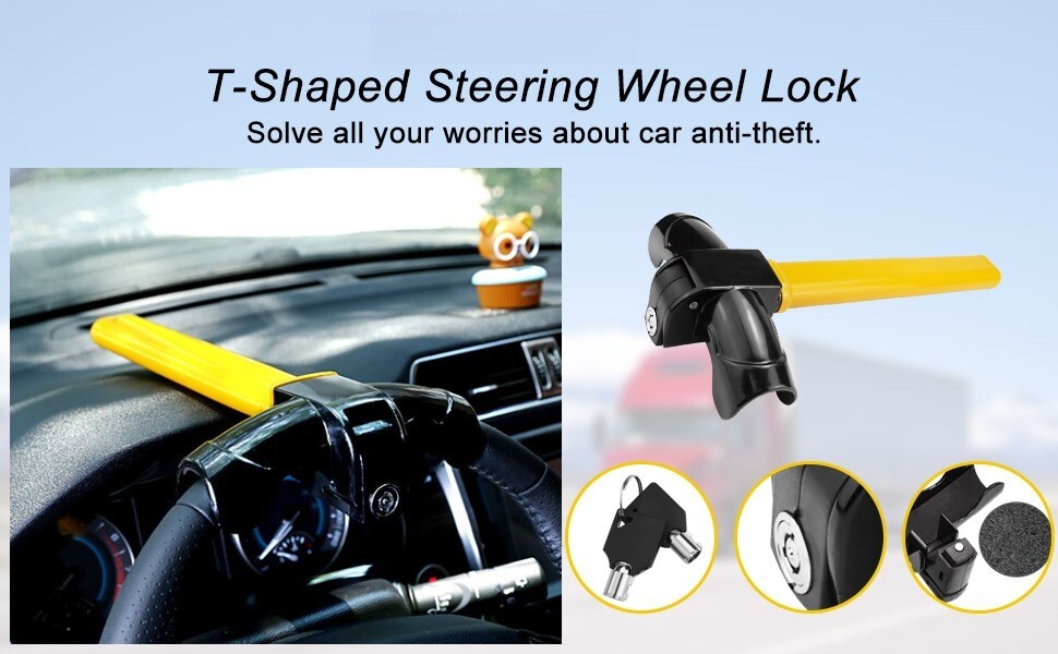Heavy Duty Steering Wheel Lock Anti Theft Rotary Security Safe Car with ...
